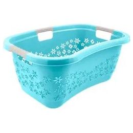 Wäschekorb keeeper "lasse, ergonomisch, mit Softgriffen, 65 x 45 x 28 cm, 50 l", blau (aqua blau), B:45cm H:28cm T:65cm, Polypropylen, Wäschesammler, hochweritge Wäschewanne mit luftdurchlässigem Dekor