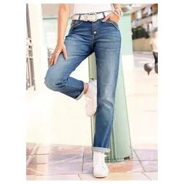 5-Pocket-Jeans Inspirationen, Damen, Gr. 40, Normalgrößen, blau (blau, stone, washed), 98% Baumwolle, 2% Elasthan, unifarben, lang, Jeans