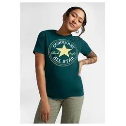 T-Shirt Converse "UNISEX Converse GO-TO ALL STAR PATCH LOGO STANDARD FIT T-SHIRT", Damen, Gr. S, rubber plant, Single Jersey, Obermaterial: 100% Baumwolle, Sportlich, Rundhals, eingesetzt normaler Saum, Shirts