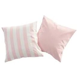 Kissenbezug Andas "Greta", rosa, B:40cm L:40cm, Renforcé, Obermaterial: 100% Baumwolle, Kissenbezüge, Kissenhülle mit Wendeoptik, OEKO-TEX und Made in Green zertifiziert