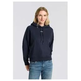 Hoodie BOSS ORANGE "Ehoody Premium Damenmode", Damen, Gr. XL(42), dunkelblau 408, Sweatware, Obermaterial: 100% Baumwolle, unifarben, Casual, angesetztes Bündchen, Sweatshirts, mit gesticktem Logo