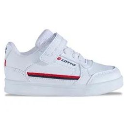 Sneaker Lotto, Kinder, Gr. 27, weiß (weiß, rot), Kunstfaser, Synthetik, clean, Sportlich, Schuhe, - mit Elastikschnürung & Klettverschluss