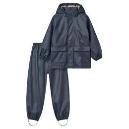 Regenjacke Wheat "Rainwear Ola Set", Jungen, Gr. 92, blau (ink), Web, Obermaterial: 100% Polyester, unifarben, normal ca. Mitte Oberschenkel, elastischer Bund, Jacken, mit passender Regenhose, wasserdicht und schmutzabweisend