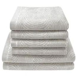 Handtuch Set Dyckhoff "Landscape", silber, 6 Stk., Walkfrottier, Obermaterial: 100% Baumwolle, Handtuch-Sets, 4 Handtücher (50x100cm), 2 Duschtücher (70x140cm)