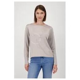 Schlupfbluse monari "Schluse Basic Schmuck", Damen, Gr. 46, greige, Web, Obermaterial: 45% Modal, 45% Viskose, 10% Elasthan. Vorderteil: 97% Polyester, 3% Elasthan, unifarben, regular fit normal, Rundhals, eingesetzt gerader Abschluss, Blusen, mit Folienglanzdruck