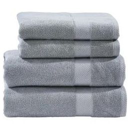 Handtuch Set done. "Deluxe", grau (silbergrau), 4 Stk., Zwirnfrottee, Zwirnfrottee, Zwirnfrottee, Handtücher, Hotelqualität aus hochwertigem Zwirnfrottier