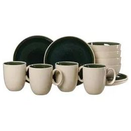 Ritzenhoff & Breker Frühstücks-Geschirrset RITZENHOFF & BREKER "Skog", grün (dunkelgrün), 12 Stk., Steingut, Geschirr-Sets, aus Steingut für 4 Personen