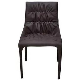 4-Fußstuhl LEONIQUE "Dakota", braun (braun, braun), B:47 H:84 T:60, Stühle, Polsterstuhl, dunkelbraun, Kunstleder-Look, schwarze Beine, 47x60x84