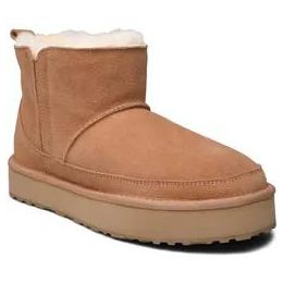 Bootsschuh rosemunde "Evelyn Leather Elastic Boot", Damen, Gr. 38, cognac, Obermaterial: 100% Rindveloursleder. Futter: 100% Lammfell, unifarben, Schuhe, Memory Foam für ultimativen Komfort und individuelle Passform.