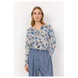 Longbluse soyaconcept "SC-FELICITY AOP 498", Damen, Gr. S, blau (air blau combi), Web, Obermaterial: 50% Baumwolle, 50% Viskose, gemustert, Modisch, regular fit normal, Blusen