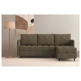 Ecksofa DOREL HOME "LINDHUS, L-Form, verschiedene Stellvarianten, Schlaf-Liege", braun, B:194cm H:80cm T:130cm, 100% Polyester, Sofas, Recamiere, großer Bettkasten, Cord, Chenille