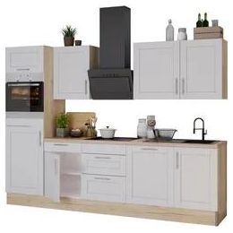 Küche KOCHSTATION "KS-Ahus", front: hellgrau matt, korpus: wildeichefarben, arbeitsplatte: granit schwarz, B:280cm H:211,8cm T:60cm, Komplettküchen-Sets, Küchenzeile, Breite 280 cm,wahlw. mit E-Geräten,Soft Close Funktion,MDF Fronten