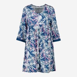 Calida Dunkelblaues Loungewear Midikleid mit floralem Muster