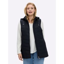 sheego Damen Steppweste mit Kapuze und Stehkragen, tiefblau, Größe 50