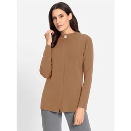 WITT Damen Stehkragenpullover mit mittiger Falte, camel, Gr&ouml;&szlig;e 36