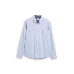 Tom Tailor Herren Slim Fit Hemd mit Struktur, blau, Meliert, Gr. XL