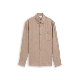 Tom Tailor Denim Herren Basic Fit Hemd mit Brusttasche, braun, Fischgrät, Gr. XL
