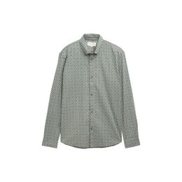Tom Tailor Denim Herren Fitted Hemd mit Muster, grün, Gemustert, Gr. XL