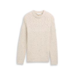 Tom Tailor Herren Strickpullover mit Strukturmix, weiß, Meliert, Gr. XL