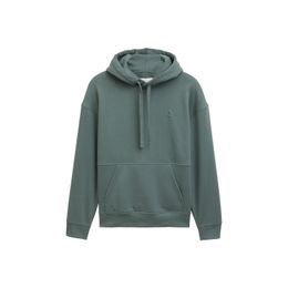 Tom Tailor Denim Herren Relaxed Fit Hoodie Sweatshirt mit R&uuml;ckenprint, gr&uuml;n, Uni, Gr. S