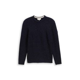 Tom Tailor Herren Strickpullover mit Strukturmix, blau, Meliert, Gr. XL