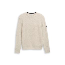 Tom Tailor Herren Strickpullover mit Strukturmix, weiß, Meliert, Gr. XL
