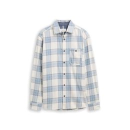 Tom Tailor Herren Comfort Fit Hemd mit Karomuster, weiß, Kariert, Gr. XL