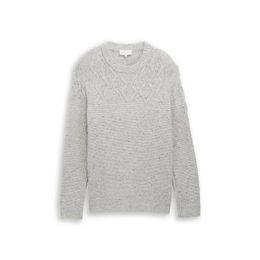 Tom Tailor Herren Strickpullover mit Strukturmix, grau, Meliert, Gr. XXL