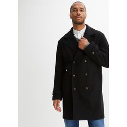 bonprix Blazer-Mantel mit Woll-Anteil, schwarz, Gr.52, Modische zweireihiger Blazer-Mantel aus hochwertiger Wollmischung