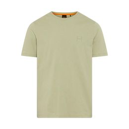 T-Shirt BOSS Orange "Tales", Herren, Gr. L, grün (open grün370), Web, Obermaterial: 100% Baumwolle, Basic normal, Rundhals, eng eingefasste Kante, Shirts, mit BOSS Stickerei auf der Brust