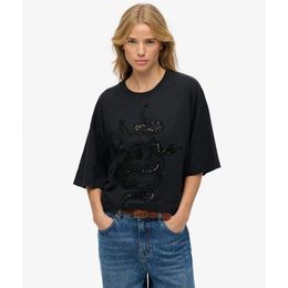 Superdry Damen Tattoo Verziertes OverGr&ouml;&szlig;ed T-shirt Black - Gr&ouml;&szlig;e: 44 210242150235602A025