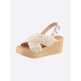 Heine Damen Sandalette, Braun, Gr. 38, Sandalen & Sandaletten, Material: Textil