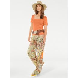 Kurzarmshirt Heine "Carré-Shirt", Damen, Gr. 34, orange, 100% Baumwolle, unifarben, eckiger Ausschnitt, Shirts