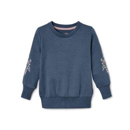 Tchibo - Sweater mit Stickerei - Mädchen - Gr. 110/116 - blau/geblümt