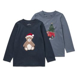 Tchibo - 2 Kinder-Langarmshirts - Baby - Gr. 86/92 - dunkelblau