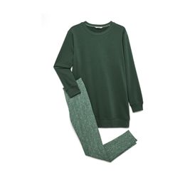 Tchibo - Leggings-Pyjama-Set - Damen - Gr. L - dunkelgrün