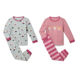 Tchibo - 2 Kinder-Pyjamas - Herren - Gr. 122/128 - dunkelrosa