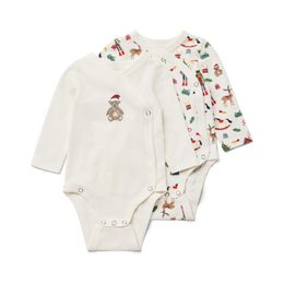 Tchibo - 2 Baby-Langarmbodys - Newborn - Gr. 50/56 - creme
