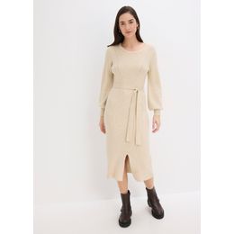 bonprix Ripp-Strickkleid aus flie&szlig;endem Viskose-Mix, beige