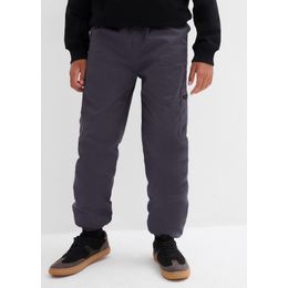 bonprix Thermo Loose Fit Cargohose mit Jerseyfutter, grau, mit Baumwolle