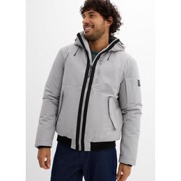 bonprix Winterblouson mit Kapuze und sportiven Details, grau