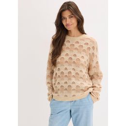 bonprix Softer Oversized Pullover mit Wolle und Alpaka, beige, Wolle