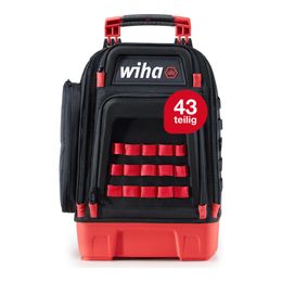 wiha Mechaniker Werkzeugrucksack 41-tlg. I mit Mechaniker Grundausstattung I stabiler Standboden I mit Laptopfach I Taschen für Zubehör (45529))