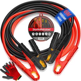 Masko® Starthilfekabel Überbrückungskabel für Benzin- und Dieselmotoren, 6/12/24 Volt. Auto Motorrad Starterkabel aus Kupfer inkl. Handschuhe und Tragetasche (25mm² 1200A / 30mm² 1500A)