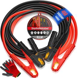 Masko® Starthilfekabel Überbrückungskabel für Benzin- und Dieselmotoren, 6/12/24 Volt. Auto Motorrad Starterkabel aus Kupfer inkl. Handschuhe und Tragetasche (25mm² 1200A / 30mm² 1500A)