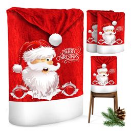 Kesser® Premium Weihnachtsstuhlüberzug Set Stuhlhussen für Weihnachten Nikolausmütze Stuhlbezug Husse Weihnachtsdeko für Stühle Überzieher - Stuhlabdeckung im weihnachtlichen Design