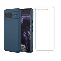 H&uuml;lle Google Pixel 8 und 2 schutzfolien - Silikon - Blau