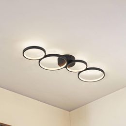 LINDBY LED-Deckenleuchte Evengeline, schwarz, Alu, 88 cm