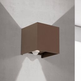 Orion LED-Au&szlig;enwandleuchte Cube-S, corten, Metall, Sensor