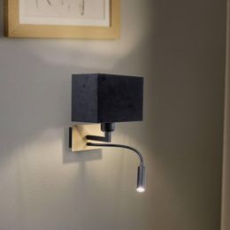Euluna Wandlampe Harry, eckig, messing/schwarz/schwarz